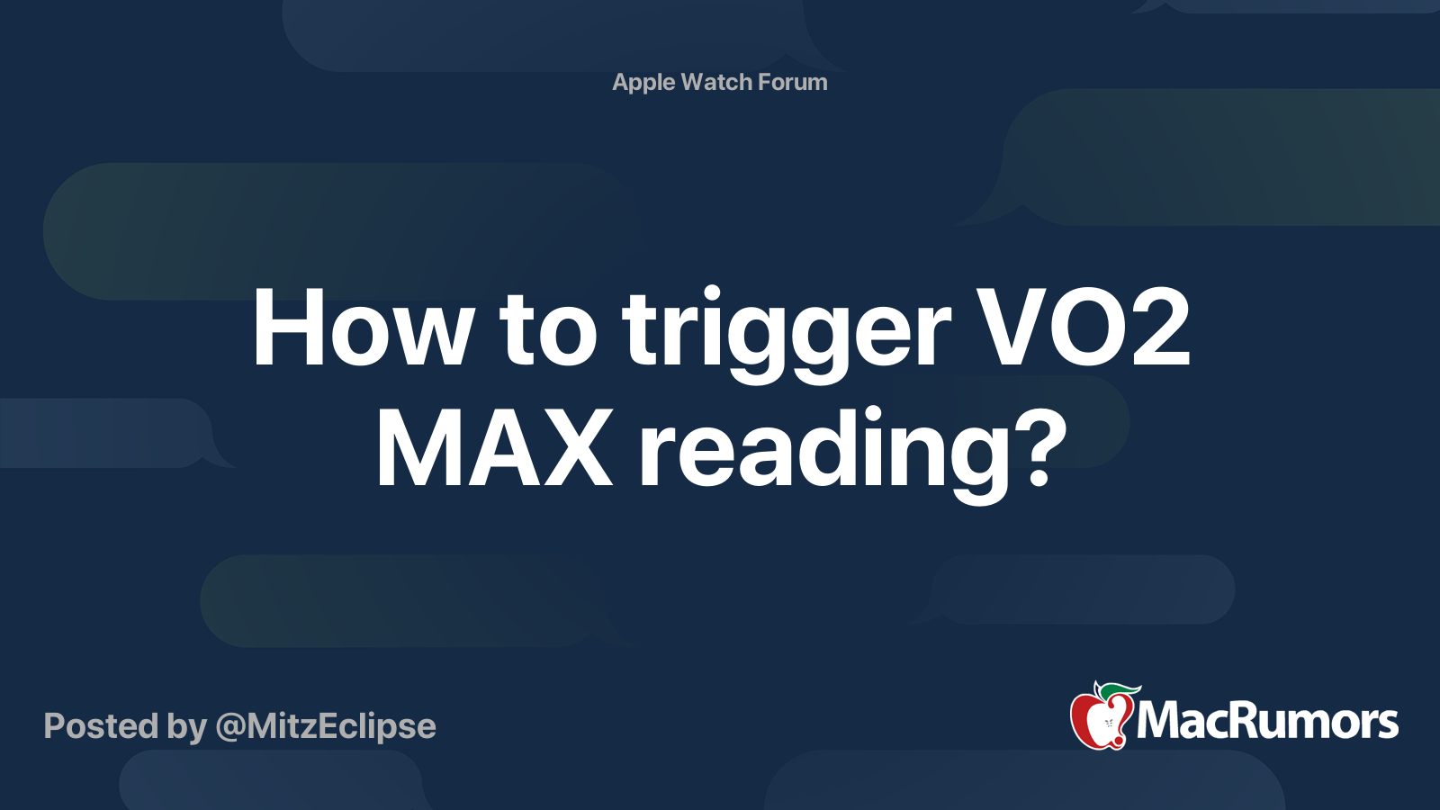 How to trigger VO2 MAX reading? | MacRumors Forums