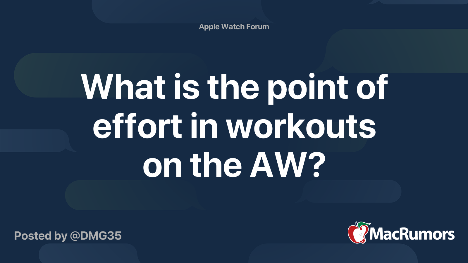 What is the point of effort in workouts on the AW? | MacRumors Forums