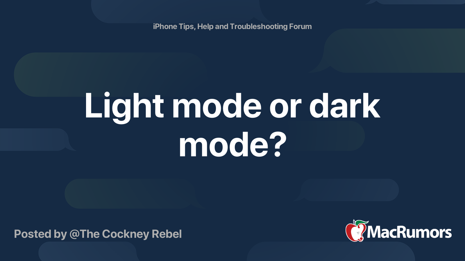 Light mode or dark mode? | MacRumors Forums