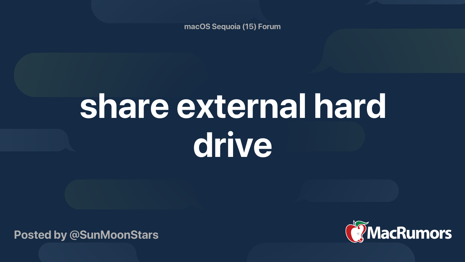 share external hard drive | MacRumors Forums