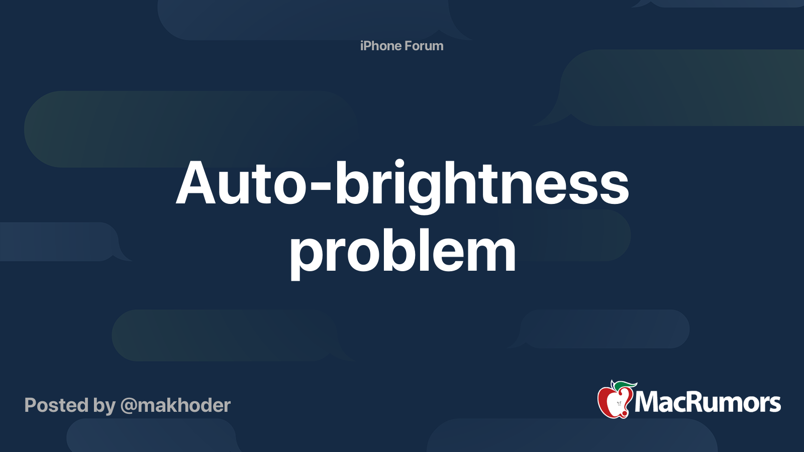 Auto-brightness problem | MacRumors Forums