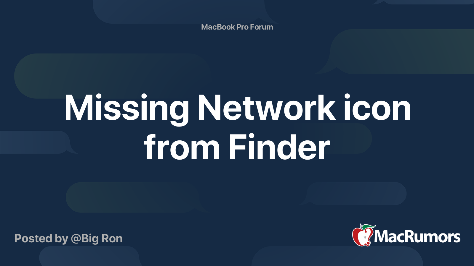 Missing Network icon from Finder | MacRumors Forums