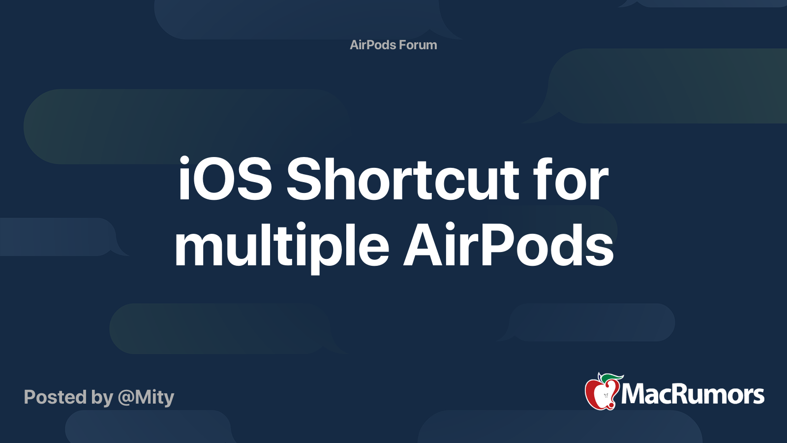 iOS Shortcut for multiple AirPods | MacRumors Forums