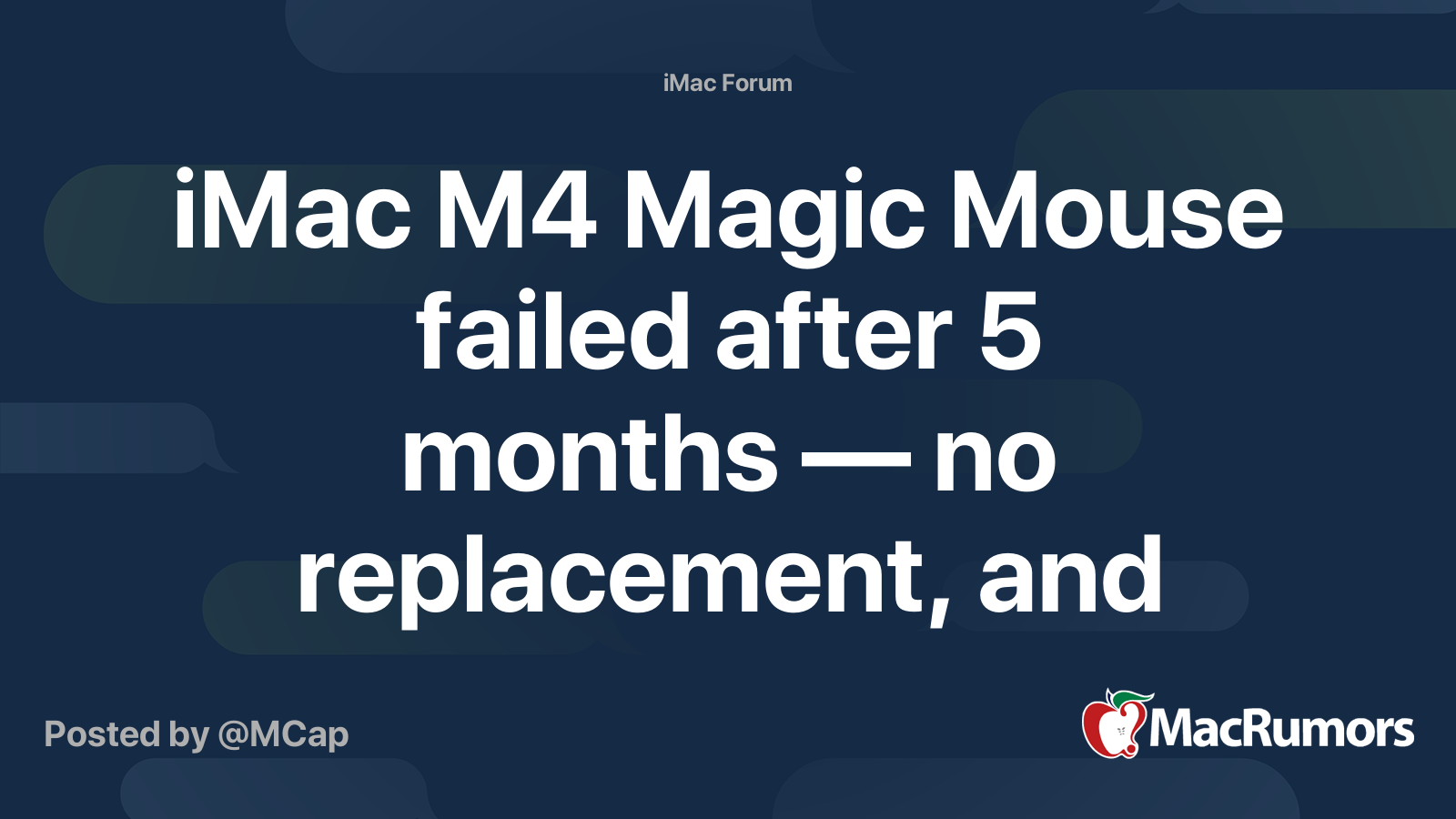 iMac M4 Magic Mouse failed after 5 months — no replacement, and Apple doesn’t even sell it ...