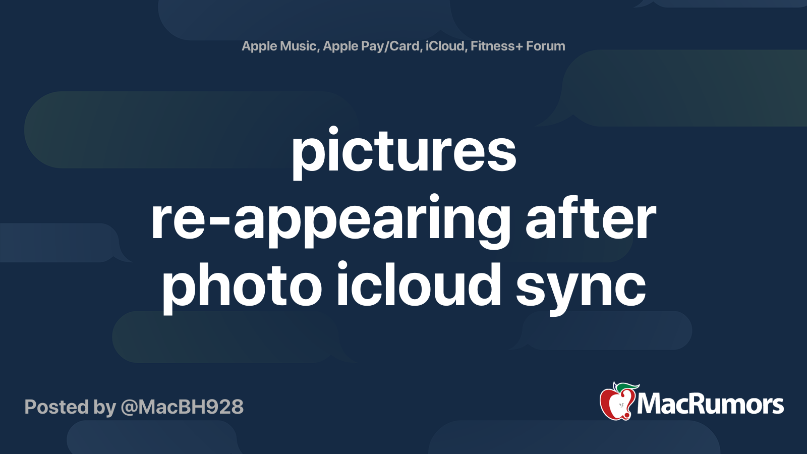 pictures re-appearing after photo icloud sync | MacRumors Forums