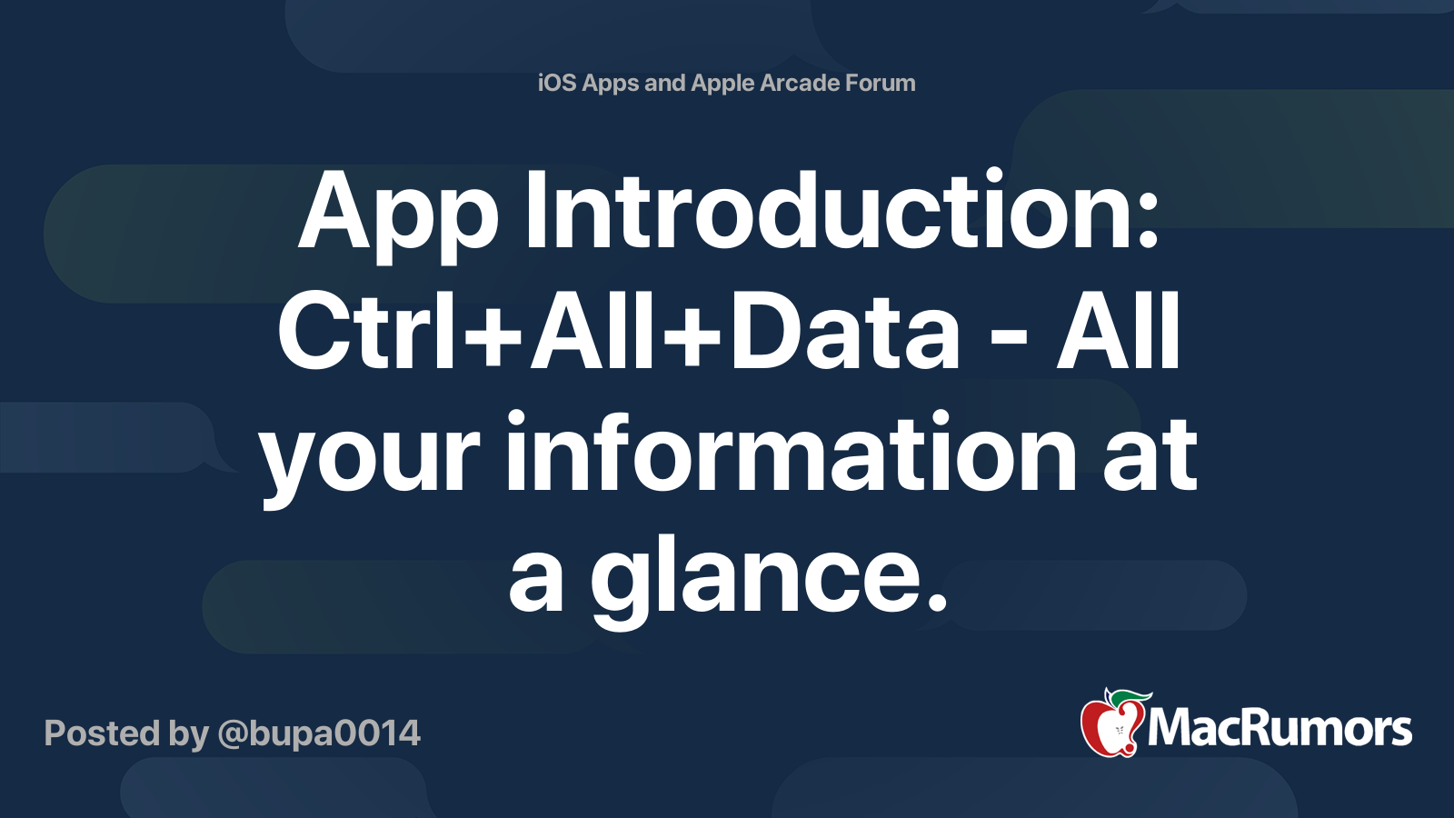 App Introduction: Ctrl+All+Data - All your information at a glance. | MacRumors Forums