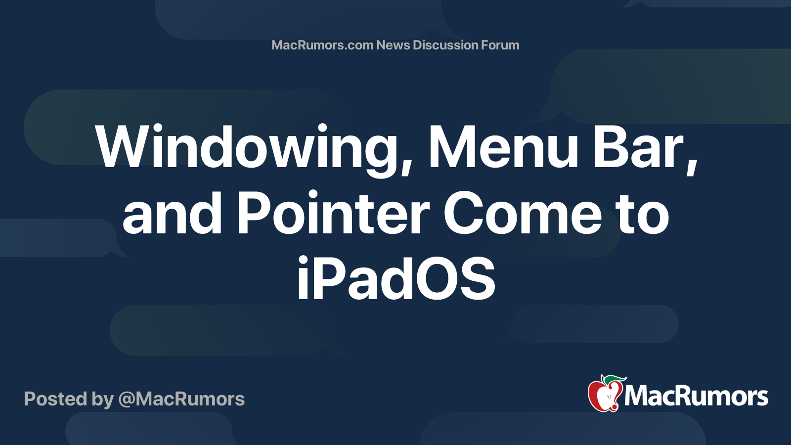 Windowing, Menu Bar, and Pointer Come to iPadOS | Page 6 | MacRumors Forums