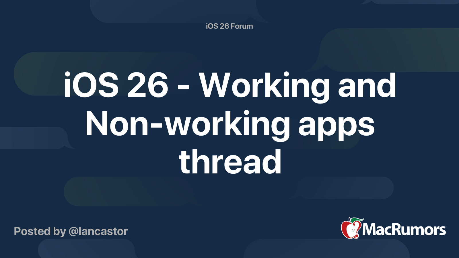 iOS 26 - Working and Non-working apps thread | MacRumors Forums