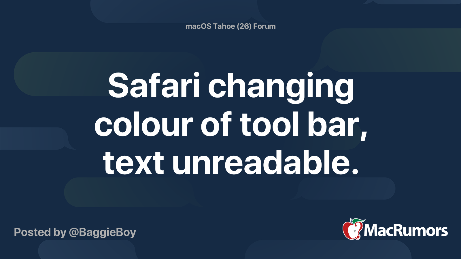 Safari changing colour of tool bar, text unreadable. | MacRumors Forums