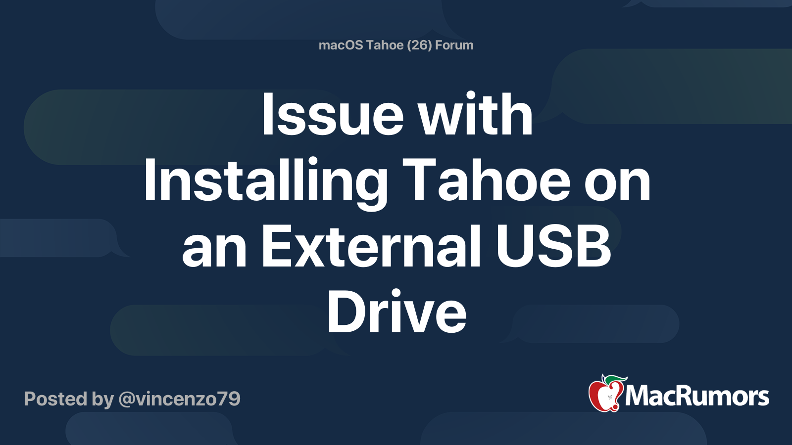 Issue with Installing Tahoe on an External USB Drive | MacRumors Forums