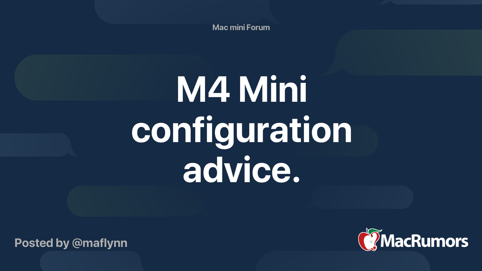 M4 Mini configuration advice. | MacRumors Forums