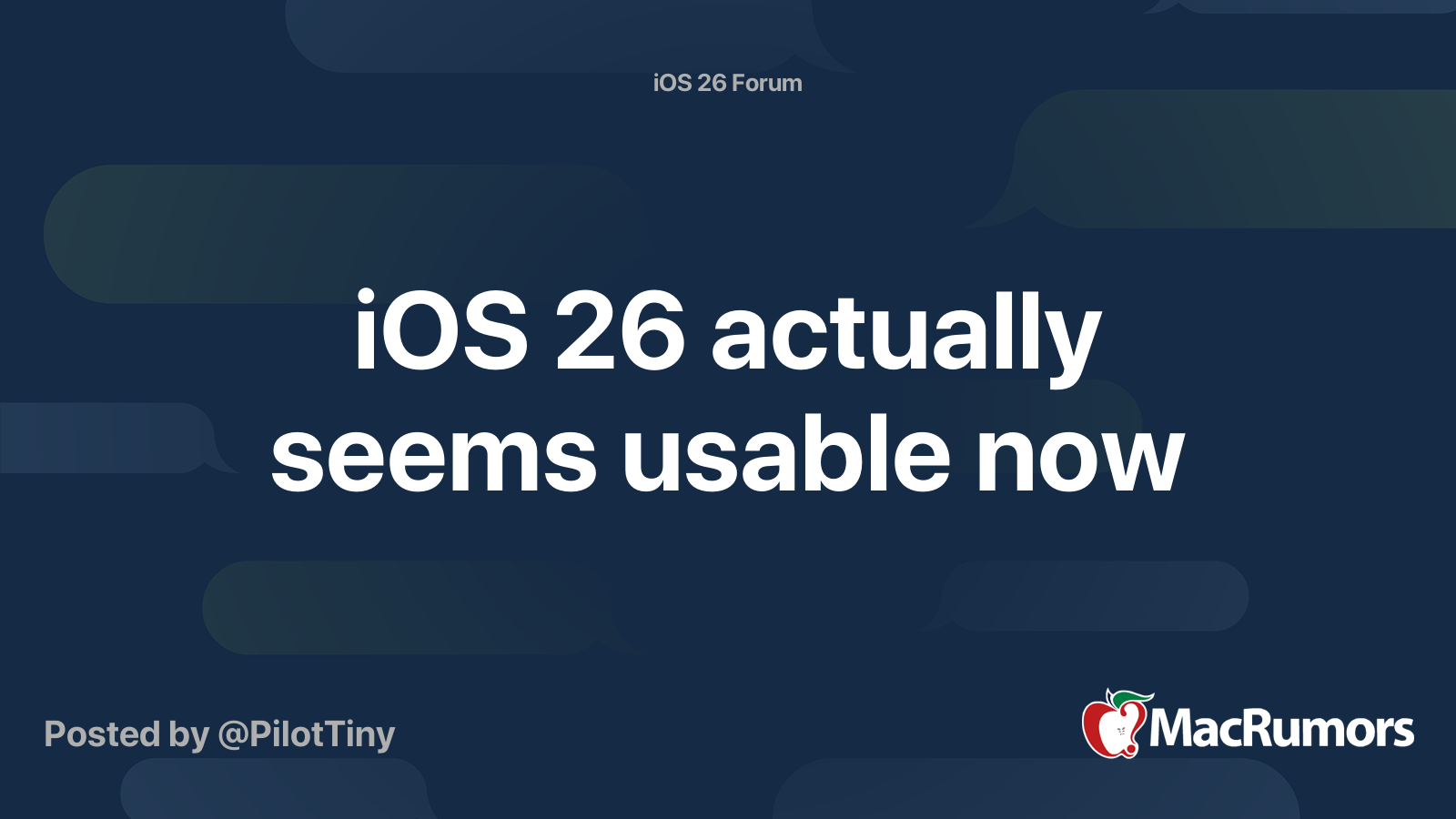 iOS 26 actually seems usable now | MacRumors Forums