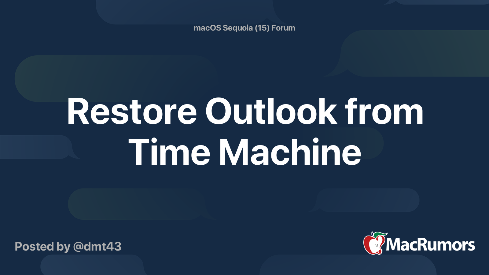 Restore Outlook from Time Machine | MacRumors Forums