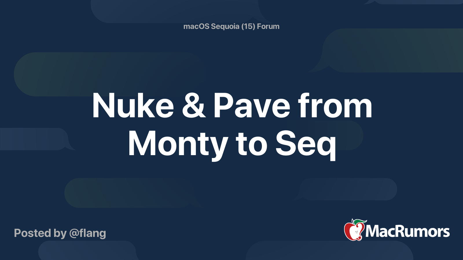 Nuke & Pave from Monty to Seq | MacRumors Forums