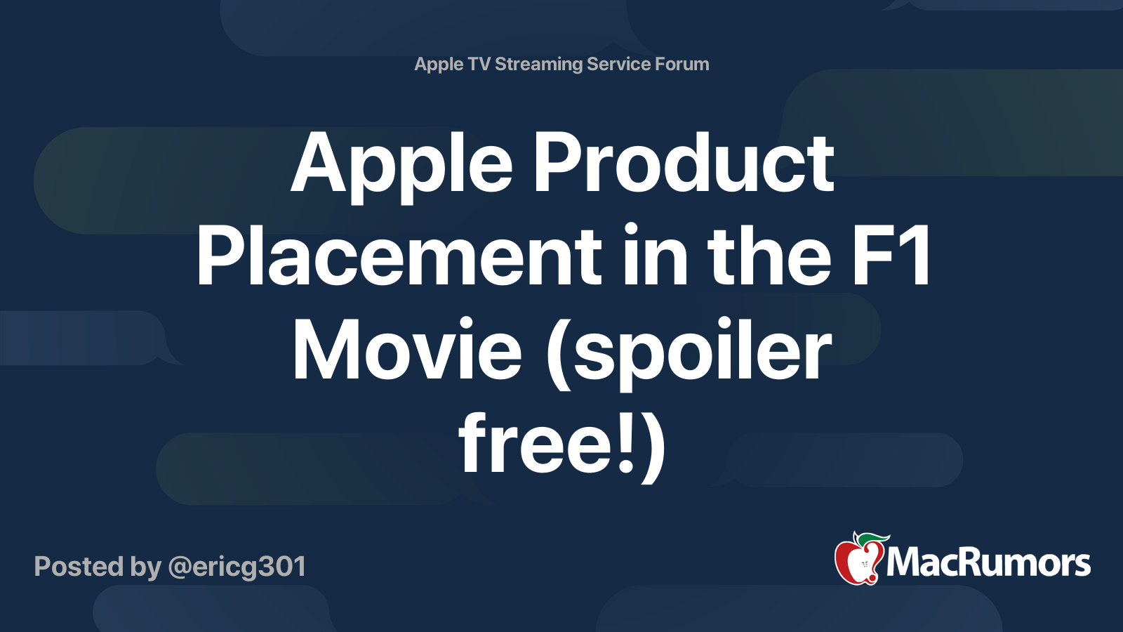 Apple Product Placement in the F1 Movie (spoiler free!) | MacRumors Forums