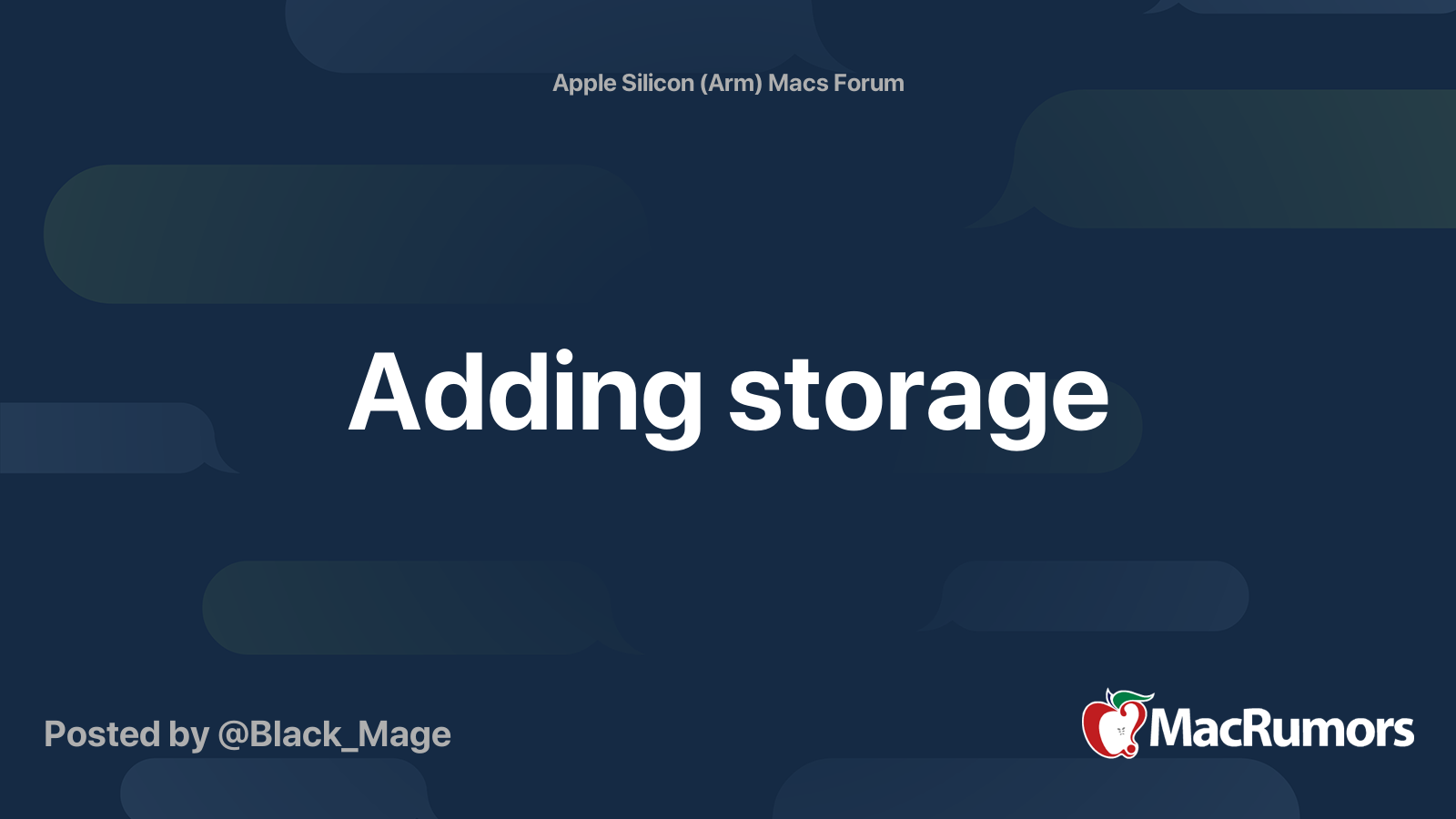 Adding storage | MacRumors Forums