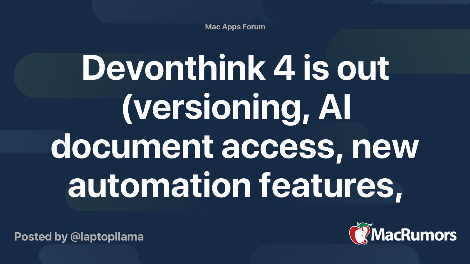 Devonthink 4 is out (versioning, AI document access, new automation features, etc.) | MacRumors ...