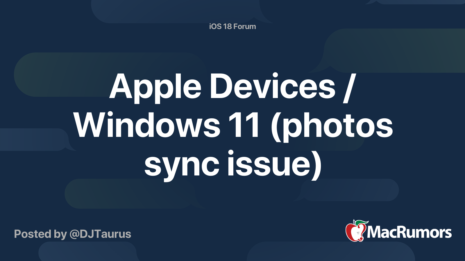 Apple Devices / Windows 11 (photos sync issue) | MacRumors Forums