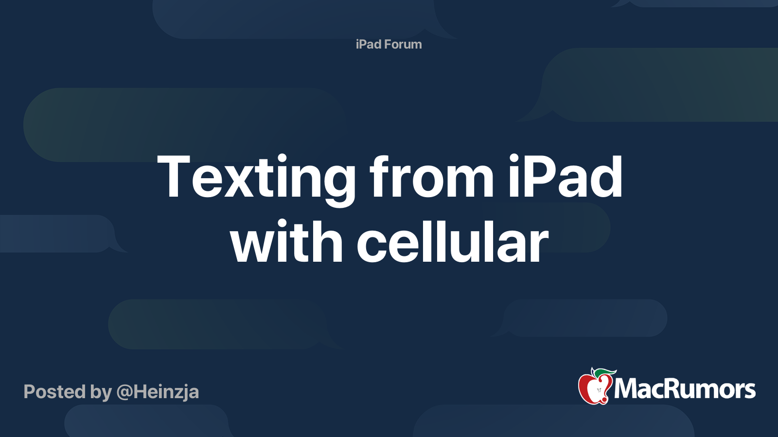 Texting from iPad with cellular | MacRumors Forums