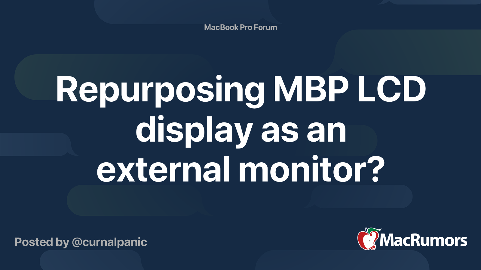 Repurposing MBP LCD display as an external monitor? | MacRumors Forums