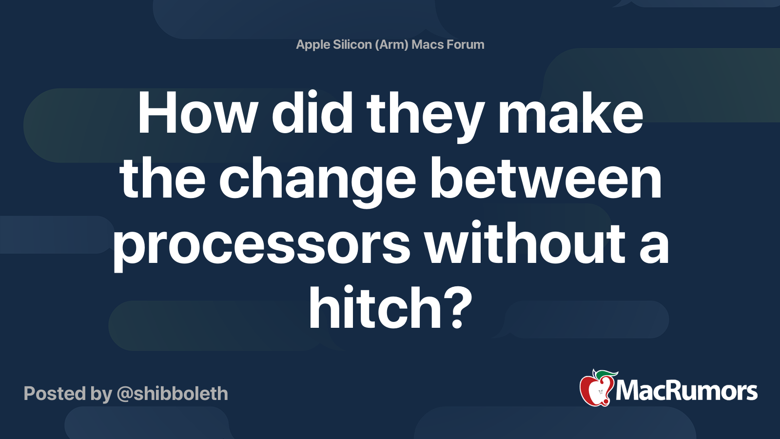 How did they make the change between processors without a hitch ...