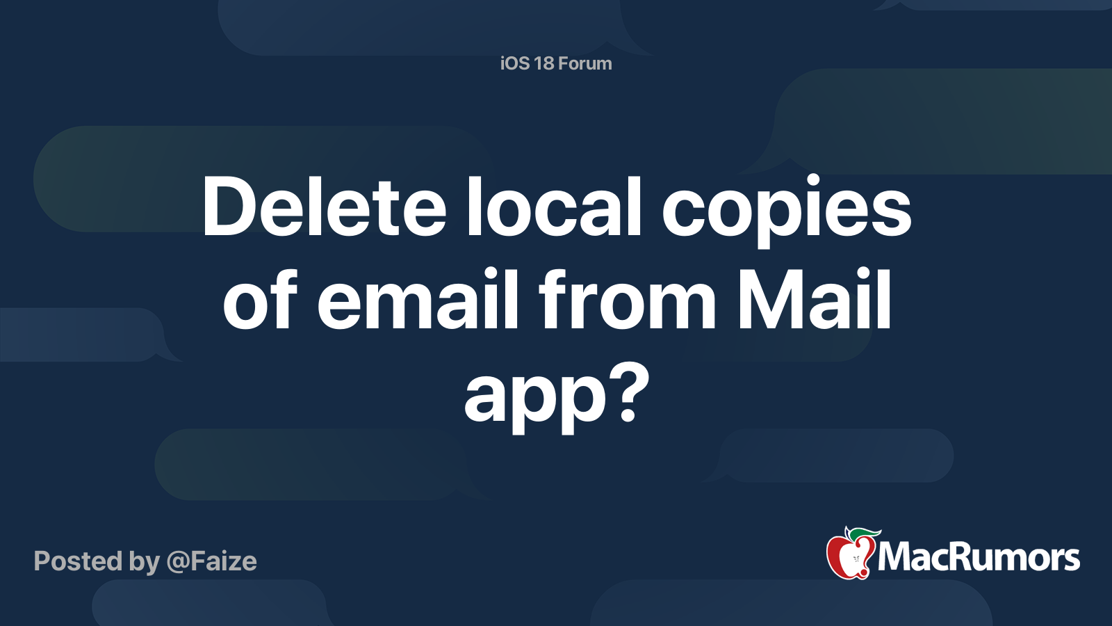 Delete local copies of email from Mail app? | MacRumors Forums