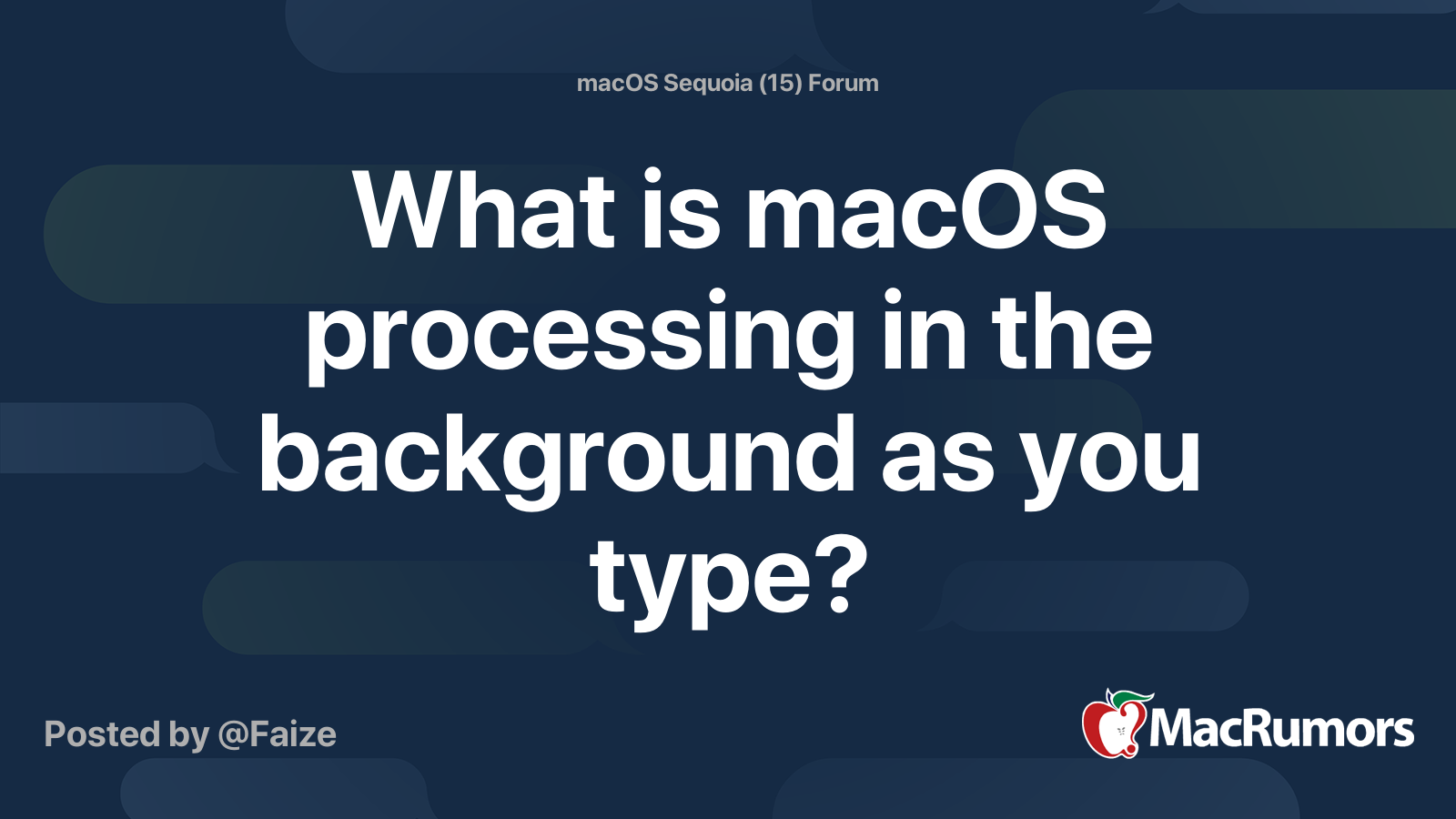 What is macOS processing in the background as you type? | MacRumors Forums