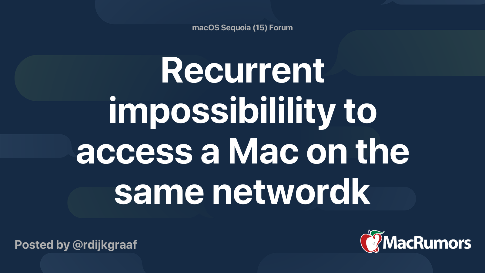 Recurrent impossibilility to access a Mac on the same networdk | MacRumors Forums