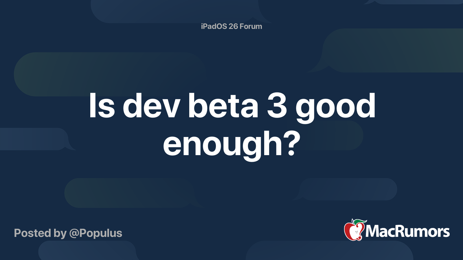Is dev beta 3 good enough? | MacRumors Forums