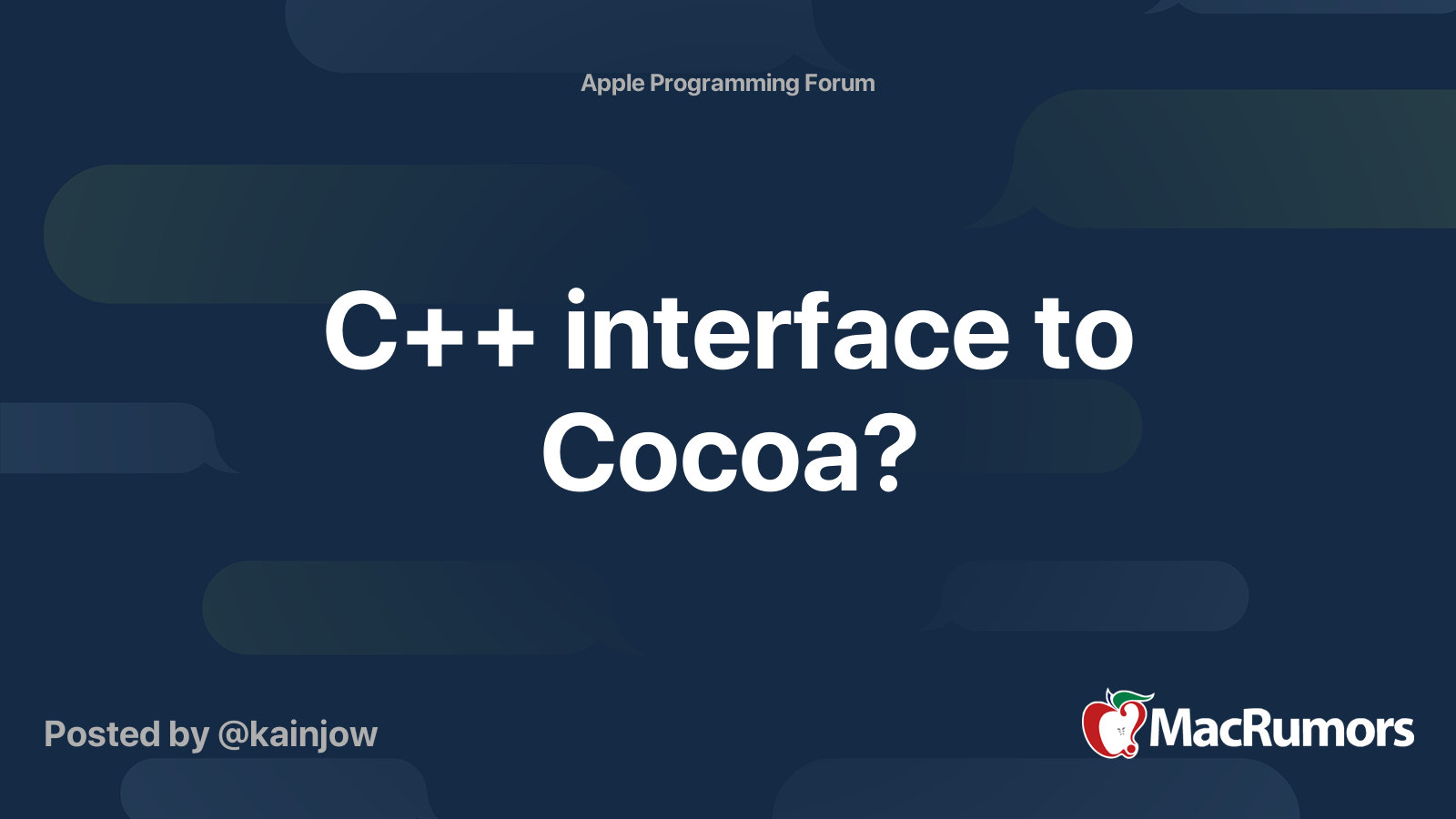 C++ interface to Cocoa? | MacRumors Forums