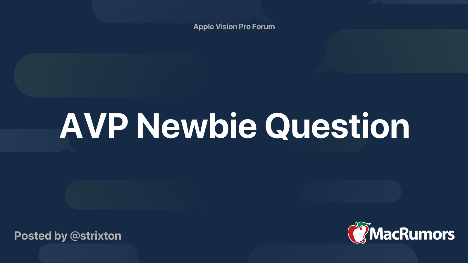AVP Newbie Question | MacRumors Forums