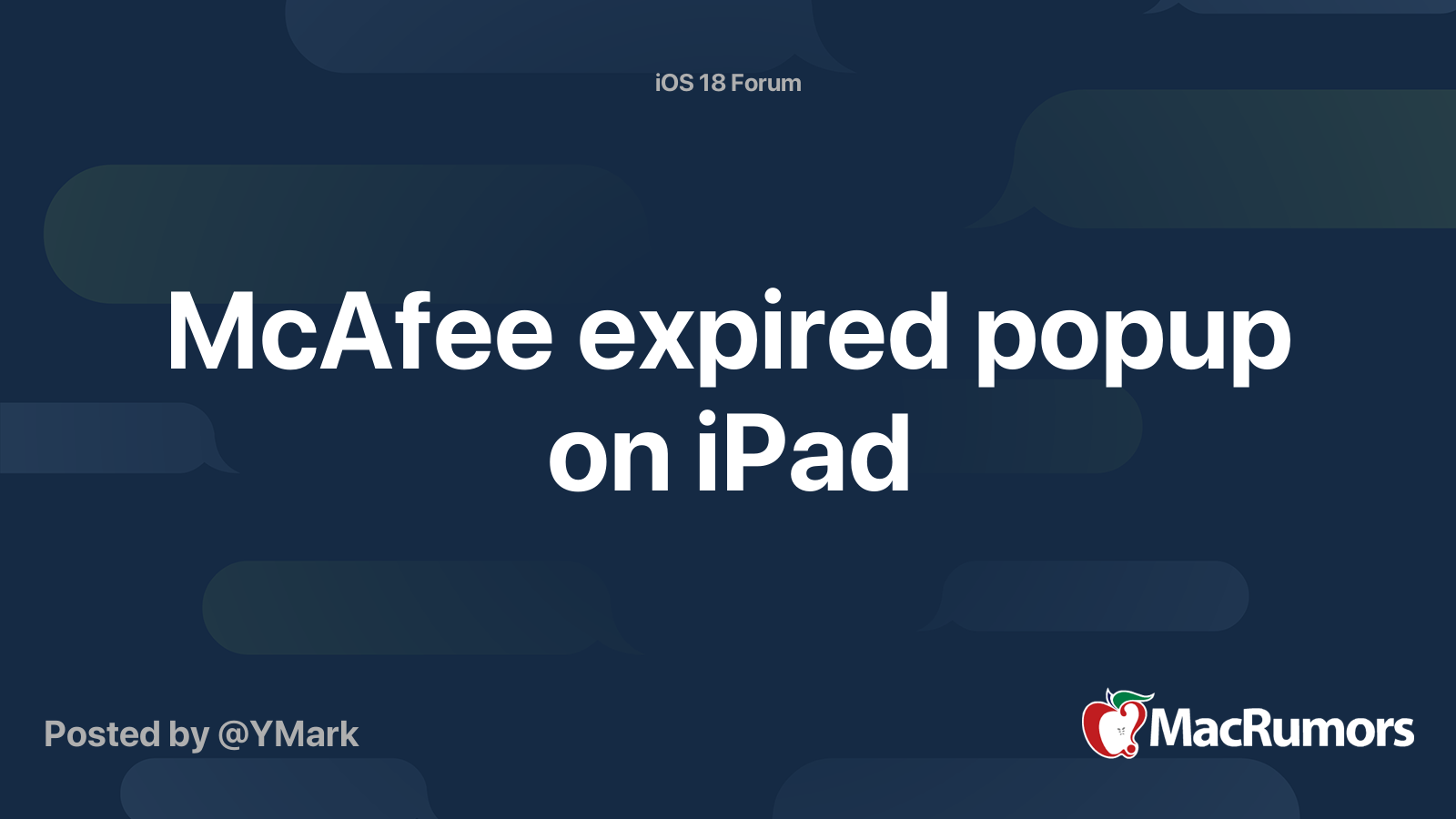 McAfee expired popup on iPad | MacRumors Forums