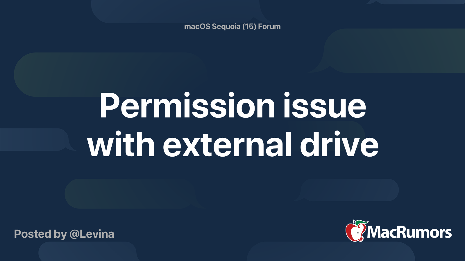 Permission issue with external drive | MacRumors Forums