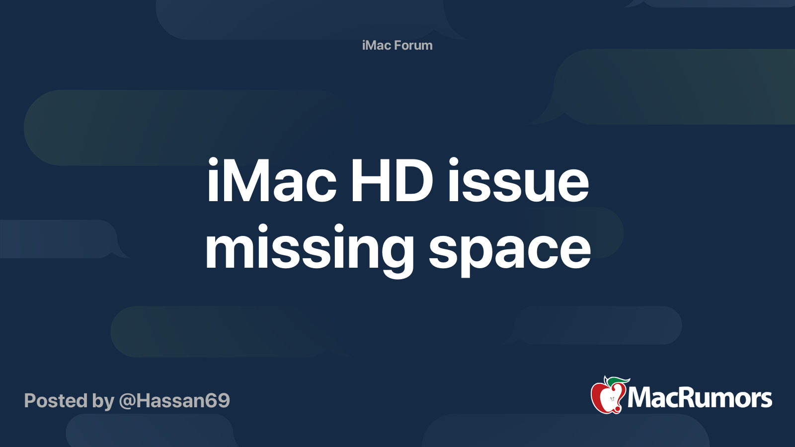 iMac HD issue missing space | MacRumors Forums