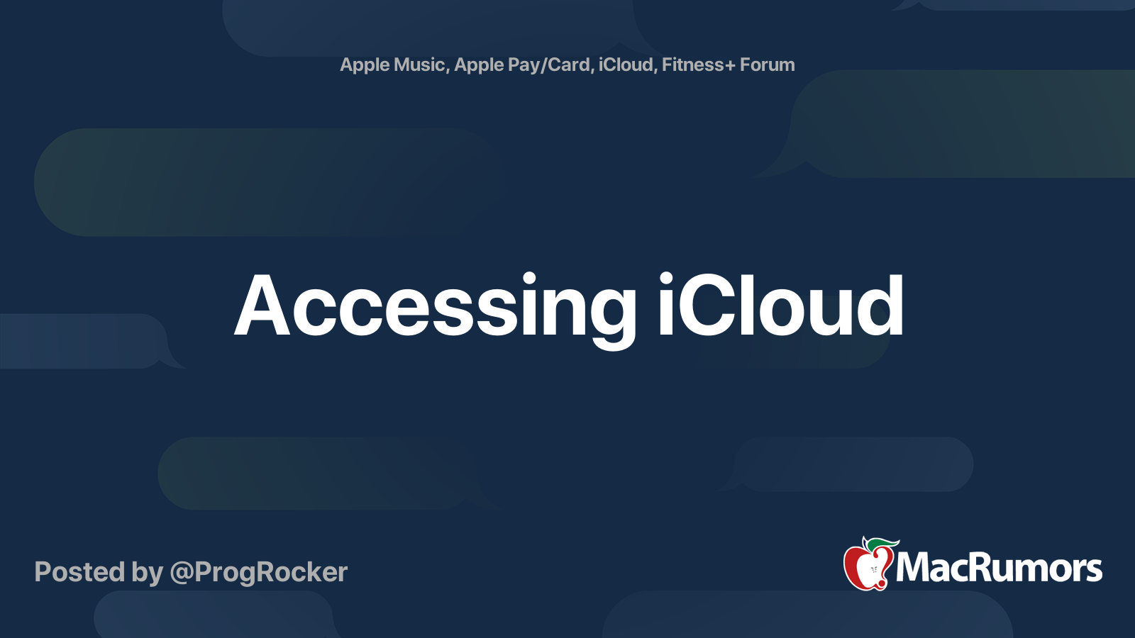 Accessing iCloud | MacRumors Forums
