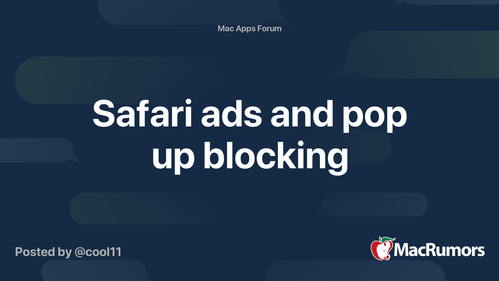 Safari ads and pop up blocking | MacRumors Forums