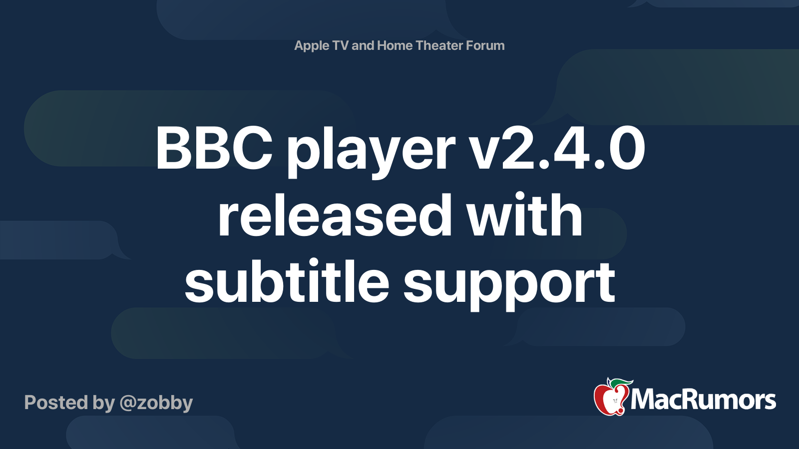 BBC player v2.4.0 released with subtitle support | MacRumors Forums