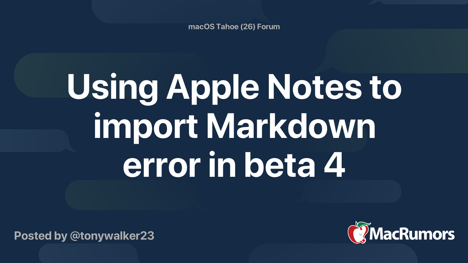 Using Apple Notes to import Markdown error in beta 4 | MacRumors Forums