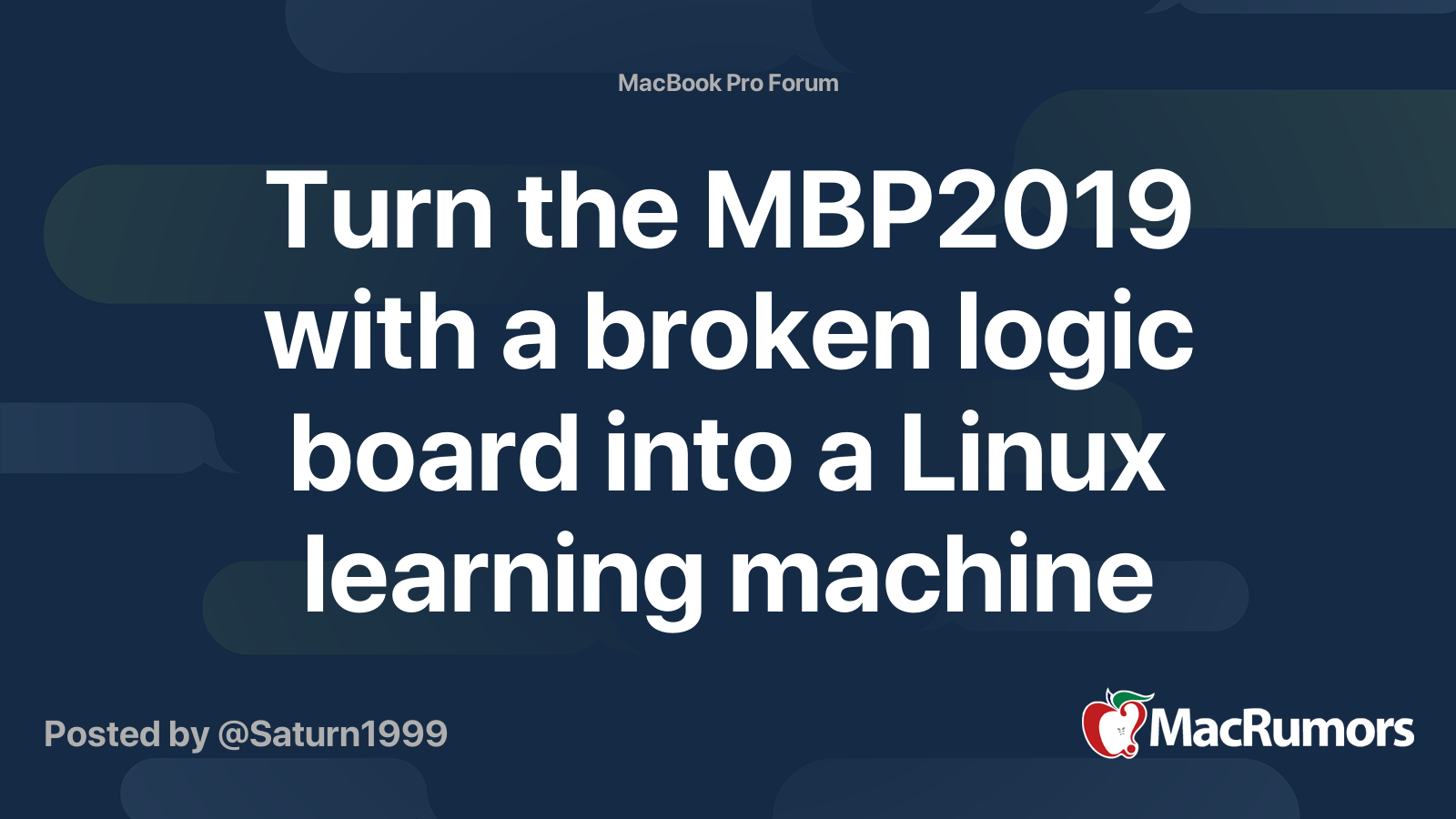Turn the MBP2019 with a broken logic board into a Linux learning ...