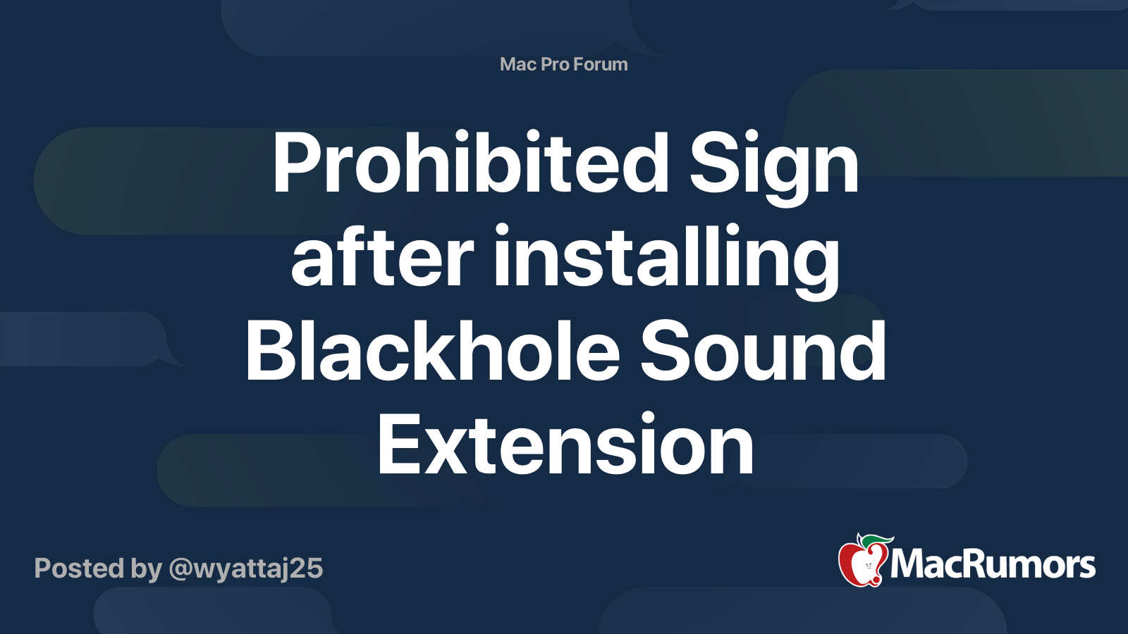 Prohibited Sign after installing Blackhole Sound Extension | MacRumors ...
