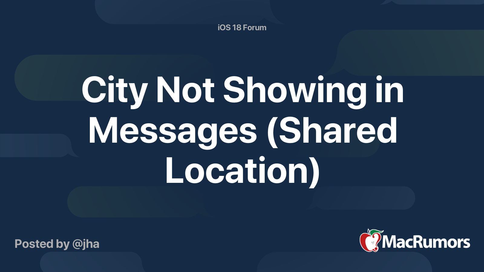 City Not Showing in Messages (Shared Location) | MacRumors Forums