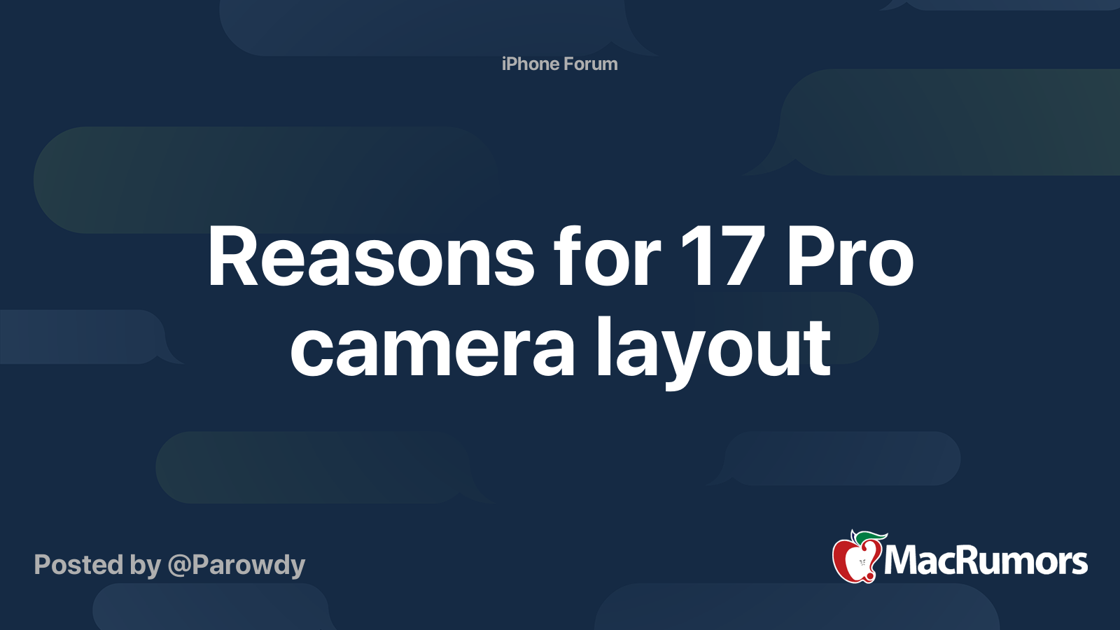 Reasons for 17 Pro camera layout | MacRumors Forums