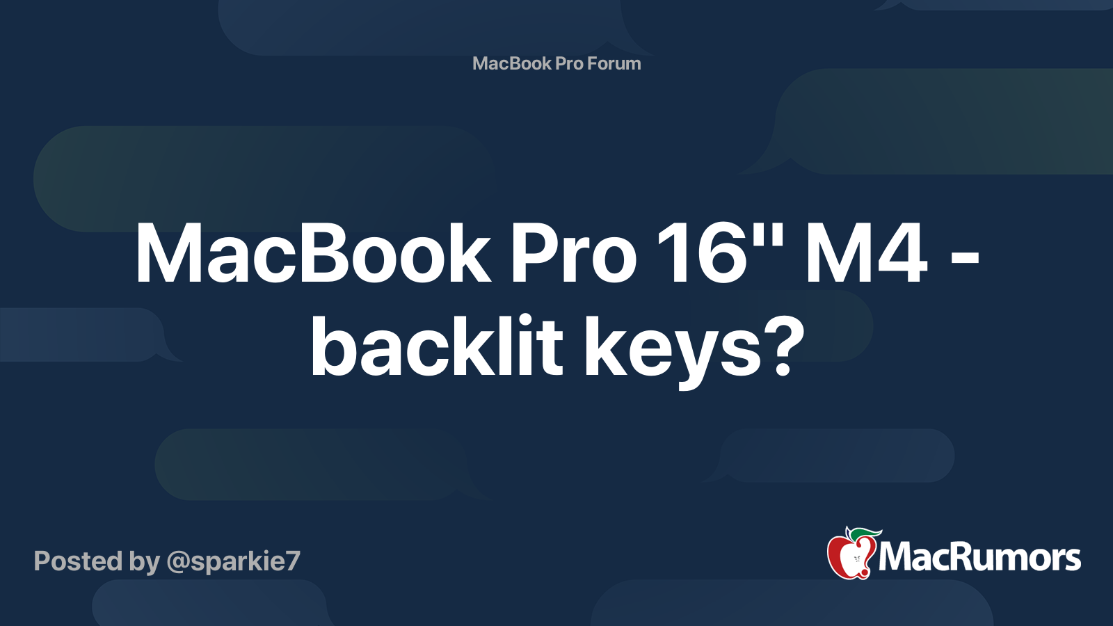 MacBook Pro 16" M4 - backlit keys? | MacRumors Forums