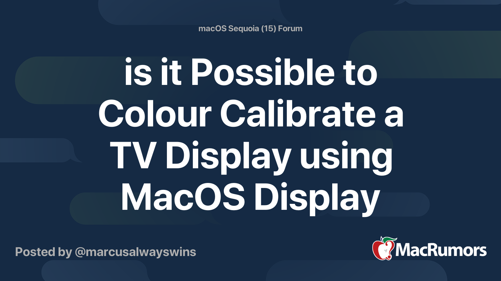 is it Possible to Colour Calibrate a TV Display using MacOS Display ...