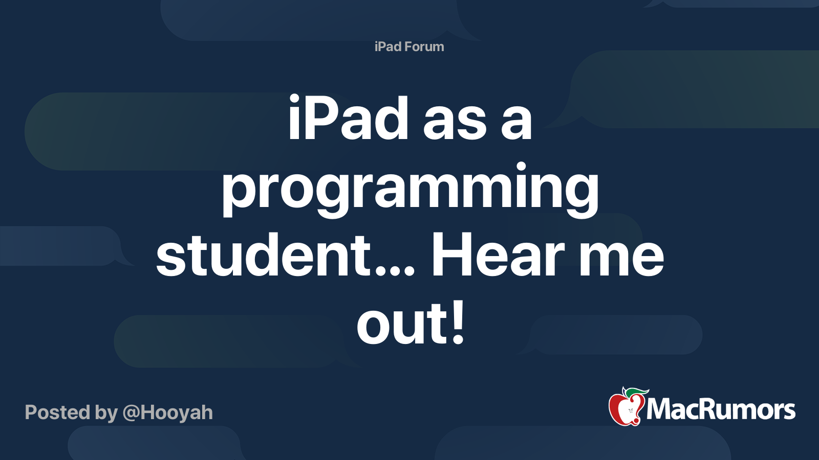 iPad as a programming student… Hear me out! | MacRumors Forums