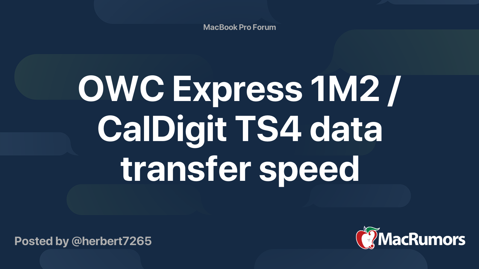 OWC Express 1M2 / CalDigit TS4 data transfer speed | MacRumors Forums