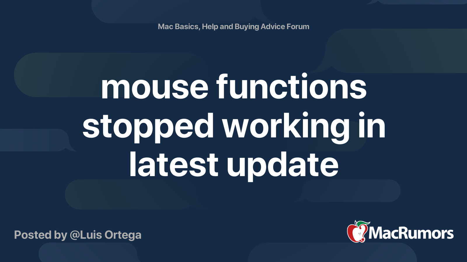 mouse functions stopped working in latest update | MacRumors Forums