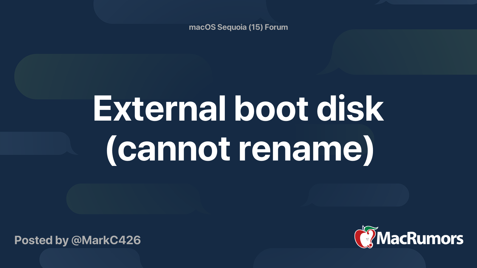 External boot disk (cannot rename) | MacRumors Forums