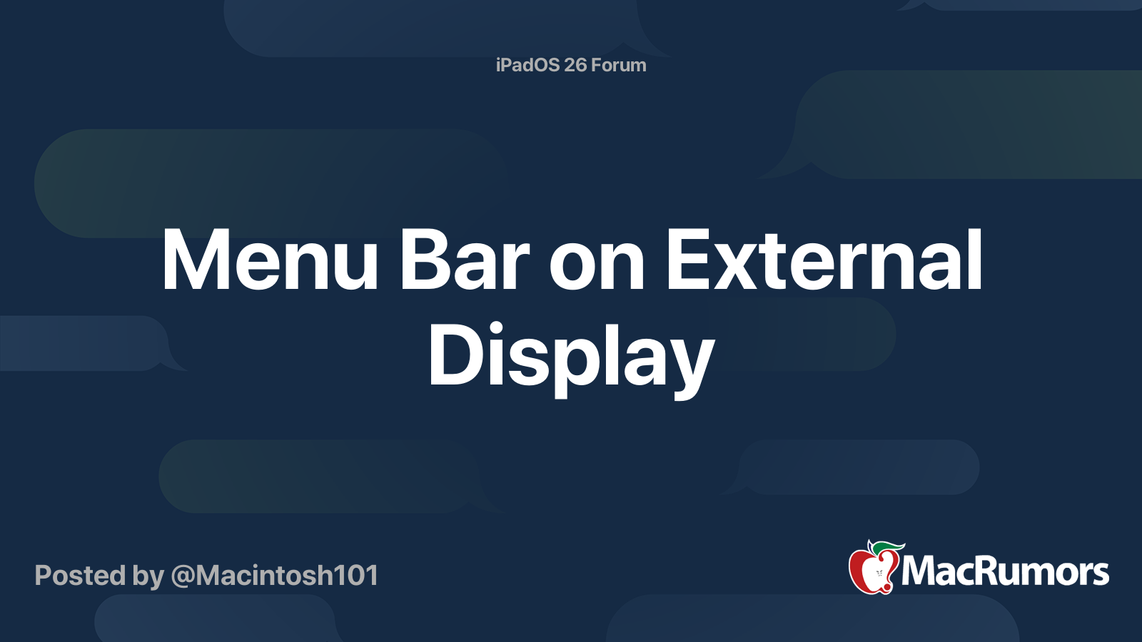 Menu Bar on External Display | MacRumors Forums
