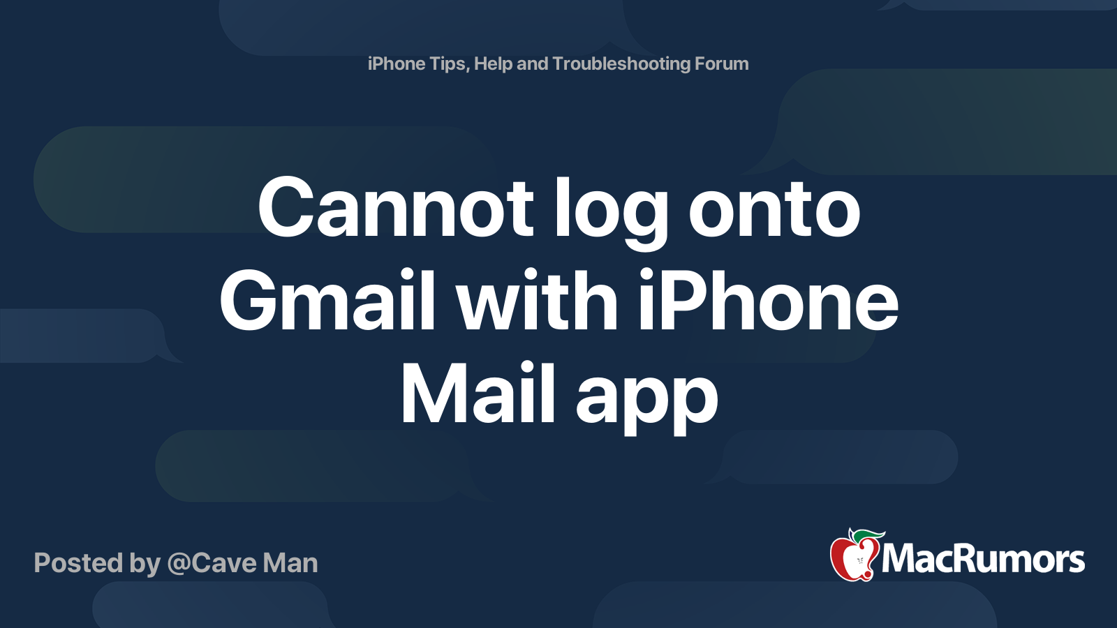 Cannot log onto Gmail with iPhone Mail app | MacRumors Forums